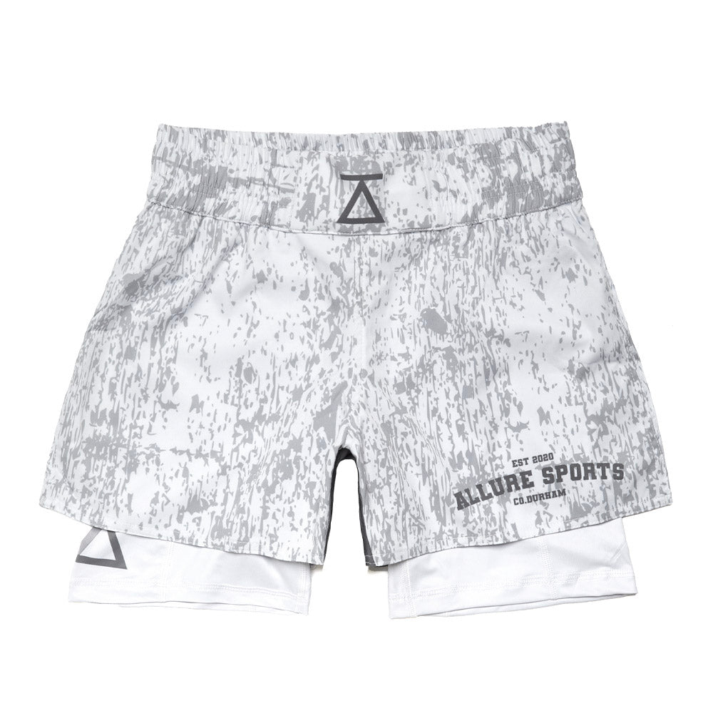 Men's High Split MMA Fight Shorts | 2 in 1 Concrete Shorts Grey ...